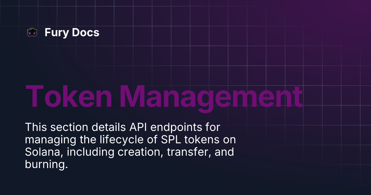 Token Management | Fury Docs